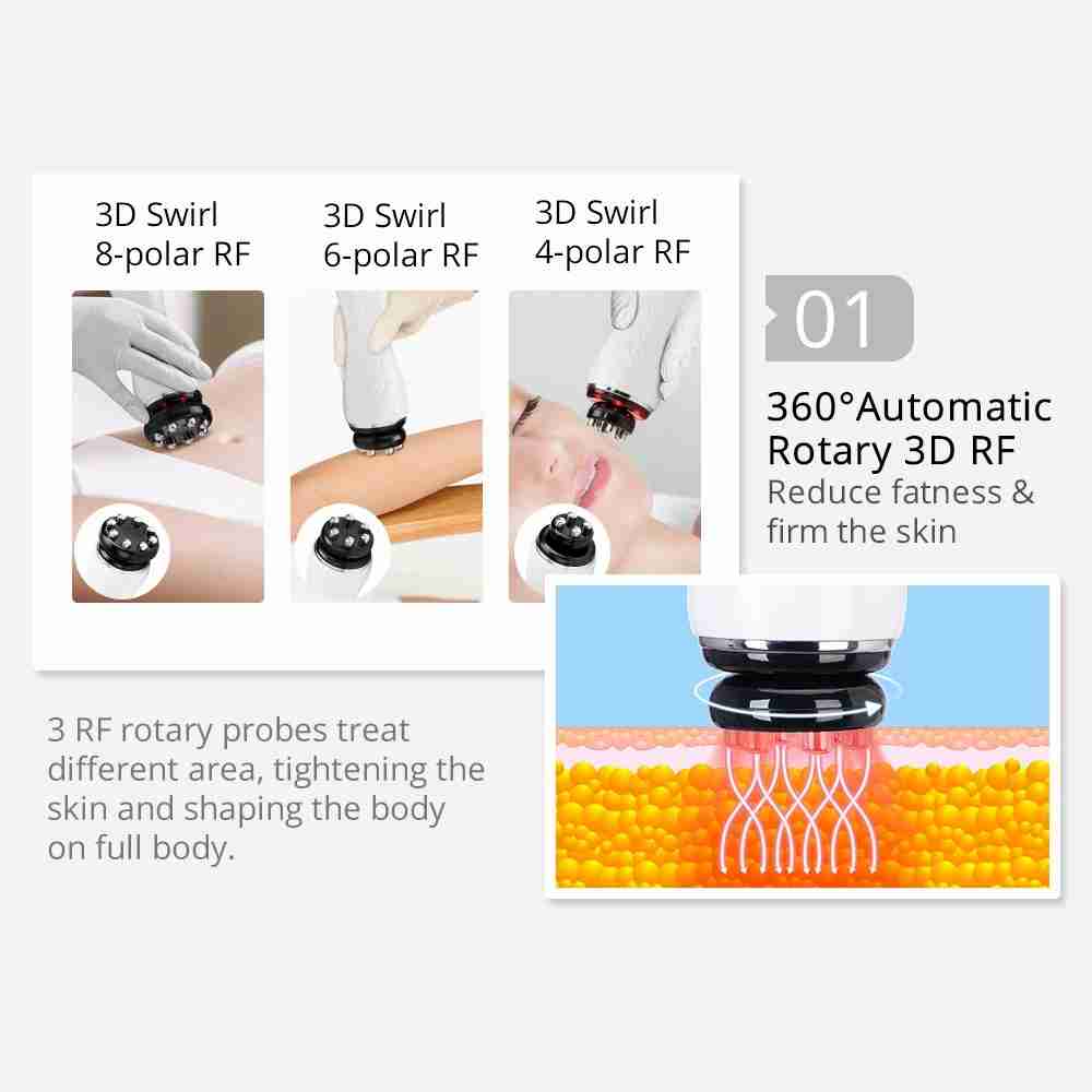 Exquisite 7in1 Ultrasonic 40K Cavitation with Rotary 360 Rotating RF ...